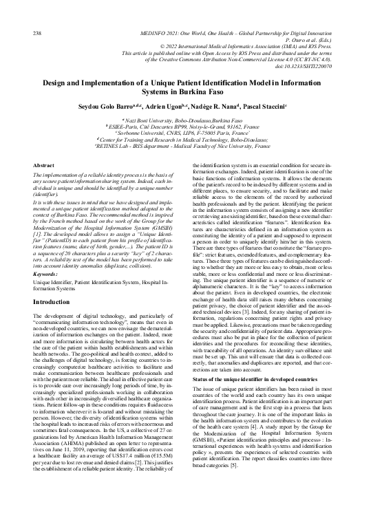 (PDF) Design and Implementation of a Unique Patient Identification ...
