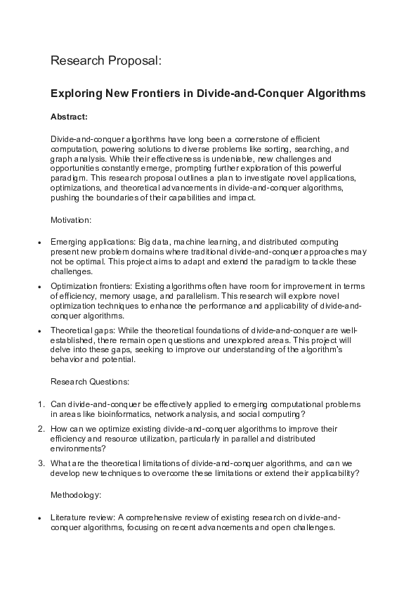 (DOC) Research Proposal: Exploring New Frontiers in Divide-and-Conquer ...