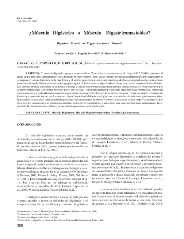 (PDF) ¿Músculo Digástrico o Músculo Digastricomastoideo?