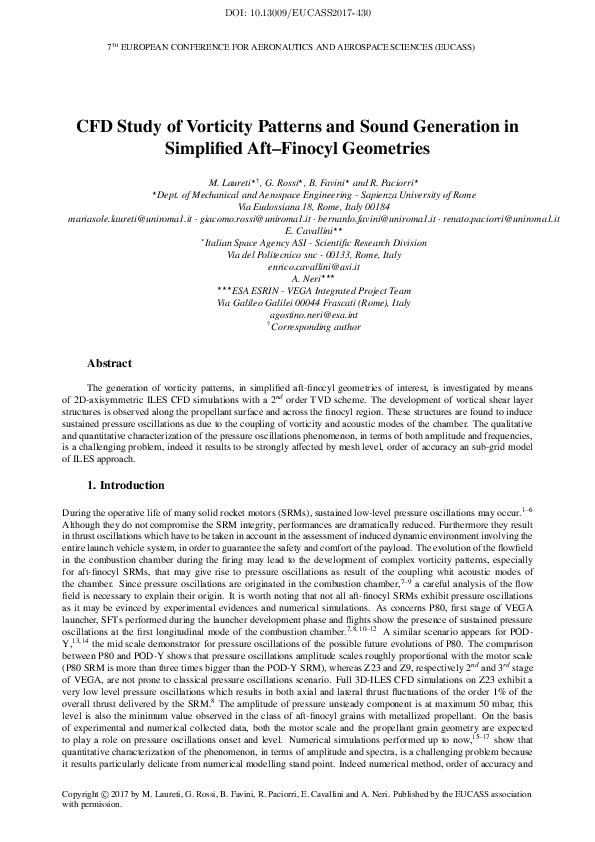 (PDF) CFD Study of Vorticity Patterns and Sound Generation in ...