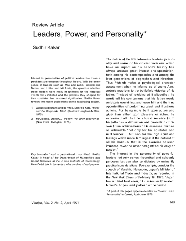 (PDF) Leaders, Power, and Personality