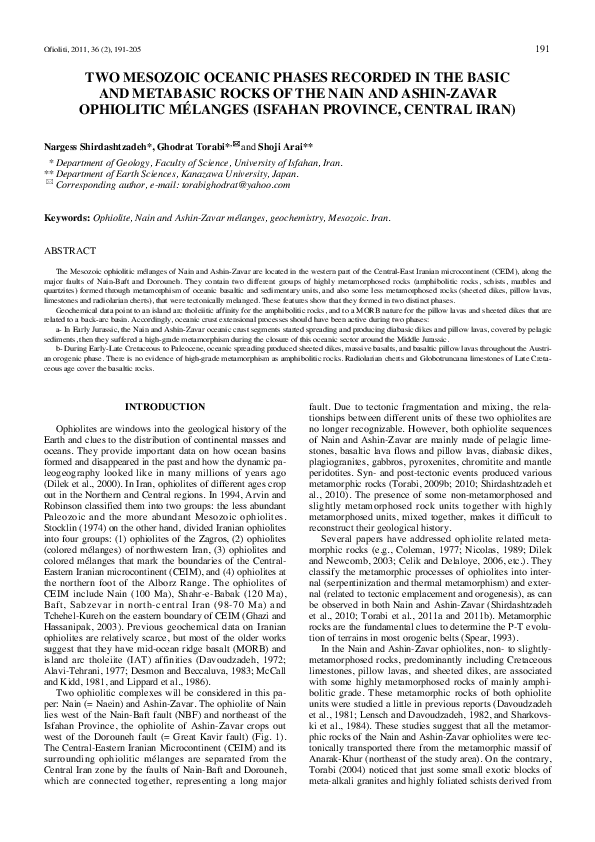 (PDF) Two Mesozoic Oceanic Phases Recorded in the Basic and Metabasic ...