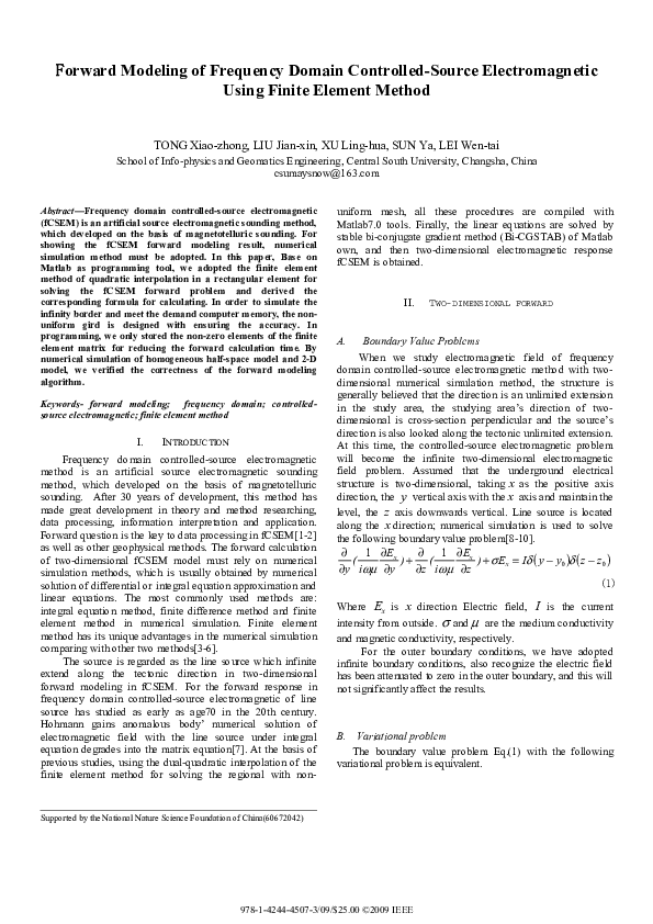 (PDF) Forward Modeling of Frequency Domain Controlled-Source ...