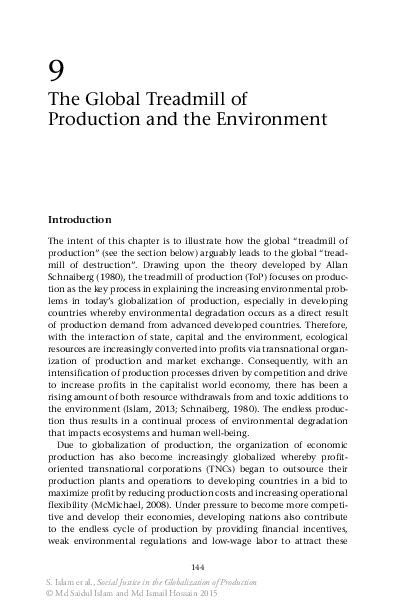 (PDF) The Global Treadmill of Production and the Environment