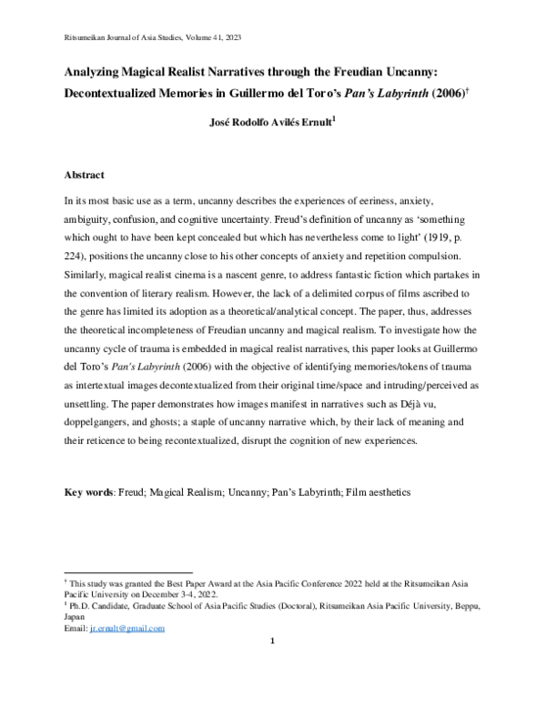 (PDF) Analyzing magical realist narratives through the Freudian uncanny ...
