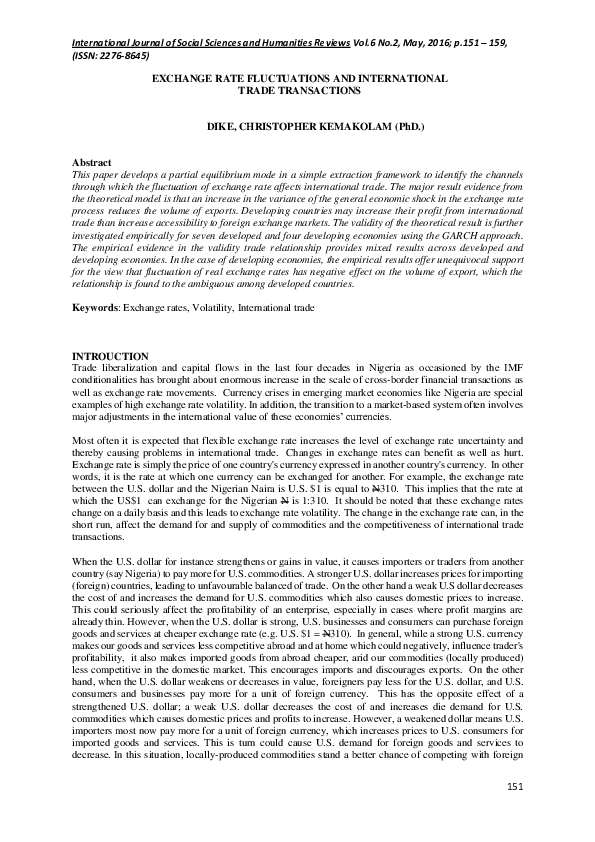 (PDF) Exchange Rate Fluctuations and International Trade Transactions
