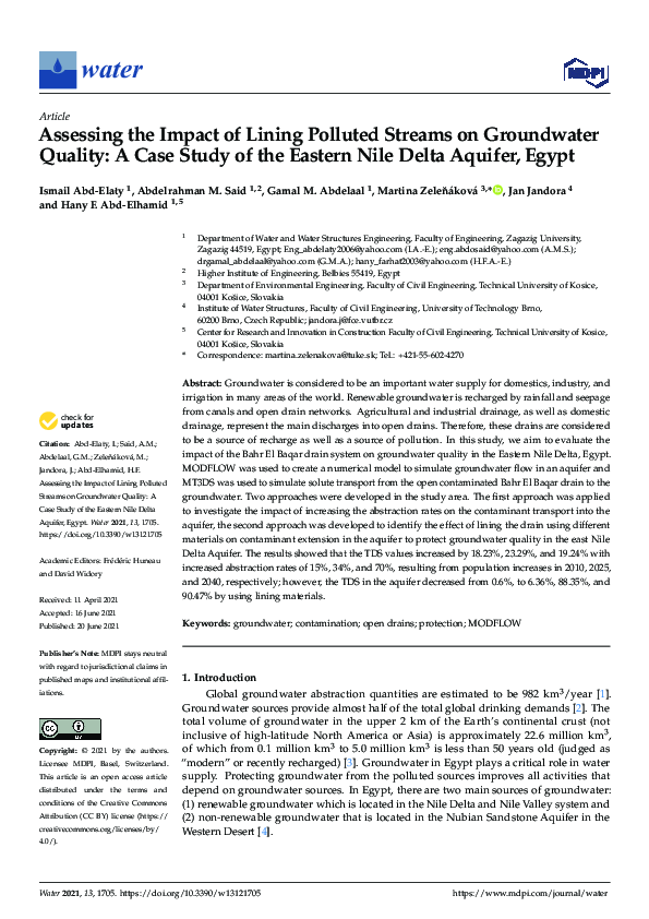 (PDF) Assessing the Impact of Lining Polluted Streams on Groundwater ...