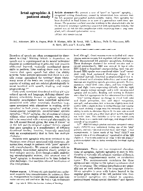 (PDF) Ictal agraphia: A patient study