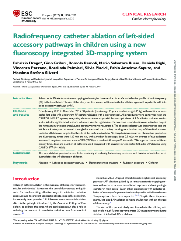 (PDF) Radiofrequency catheter ablation of left-sided accessory pathways ...