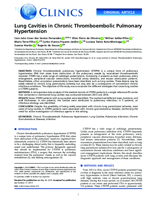 (PDF) Lung Cavities in Chronic Thromboembolic Pulmonary Hypertension