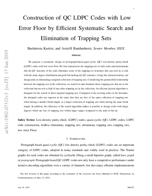 Construction Of Qc Ldpc Codes With Low Error Floor By Efficient Systematic Search And