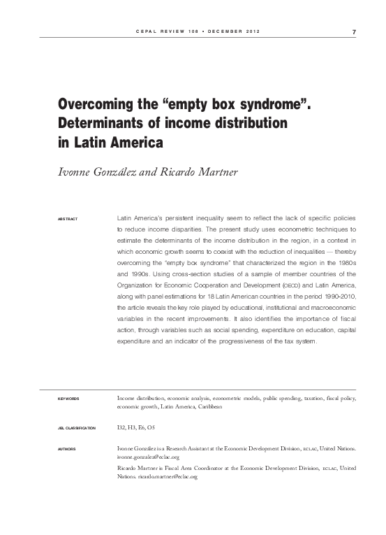 (PDF) Overcoming the “empty box syndrome”. Determinants of income ...