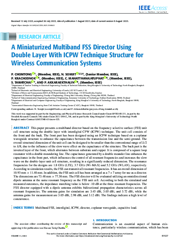 (PDF) A Miniaturized Multiband FSS Director Using Double Layer With ICPW Technique Structure for ...