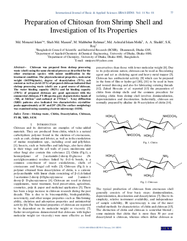 (PDF) Preparation of Chitosan from Shrimp Shell and Investigation of ...