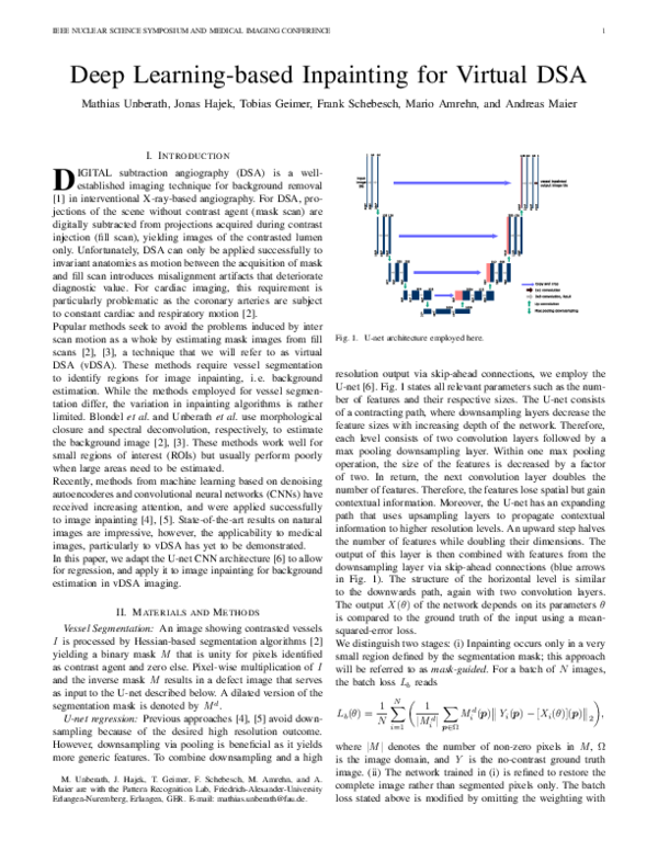 (PDF) Deep Learning-based Inpainting for Virtual DSA | Mario P Amrehn - Academia.edu