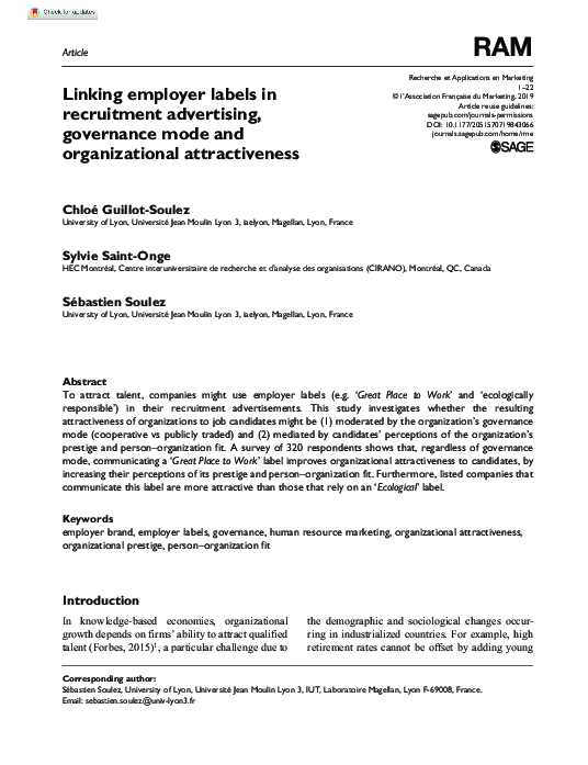 (PDF) Linking employer labels in recruitment advertising, governance ...