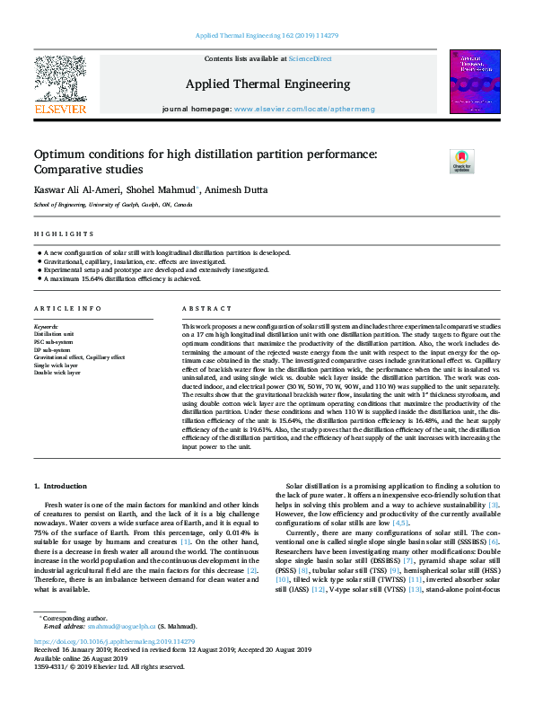 (PDF) Optimum conditions for high distillation partition performance ...