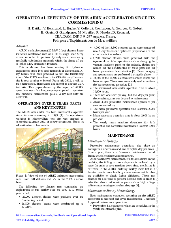 (PDF) Operational Efficiency of the Airix Accelerator Since Its ...