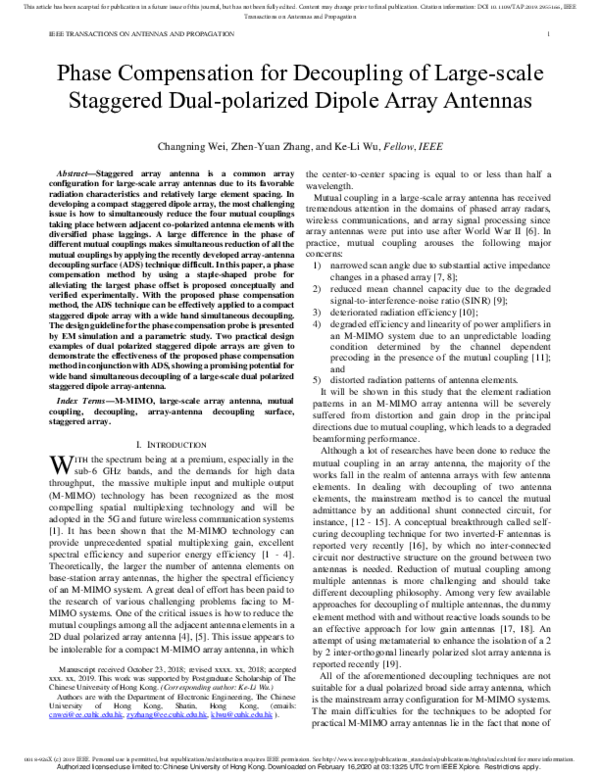 Pdf Phase Compensation For Decoupling Of Large Scale Staggered Dual