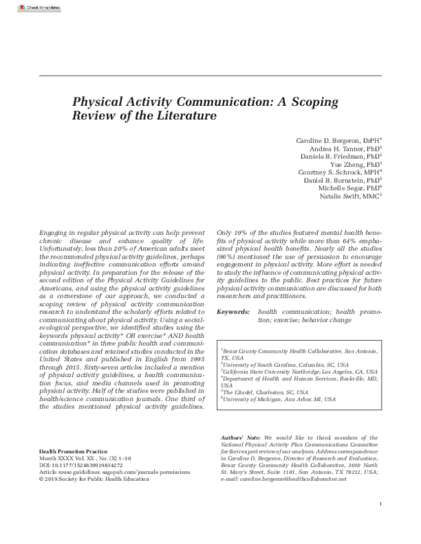 (PDF) Physical Activity Communication: A Scoping Review of the Literature