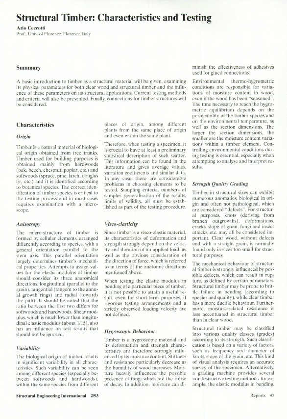 (PDF) Structural Timber: Characteristics and Testing