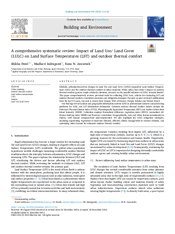 (PDF) A comprehensive systematic review: Impact of Land Use/ Land Cover (LULC) on Land Surface ...
