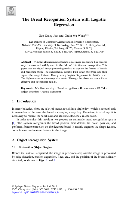 (PDF) The Bread Recognition System with Logistic Regression