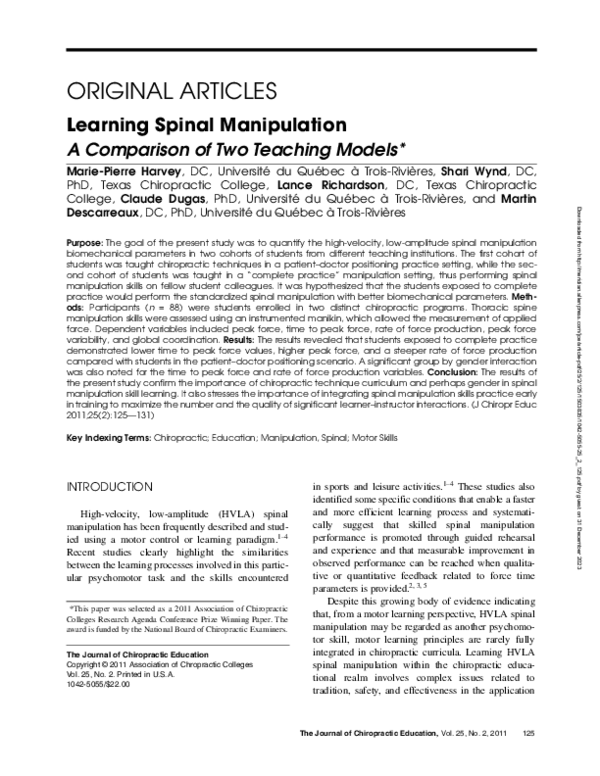 (PDF) Learning Spinal Manipulation
