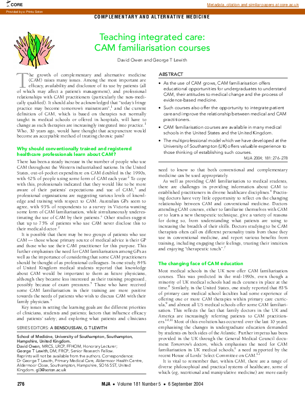 (PDF) Complementary and alternative medicine