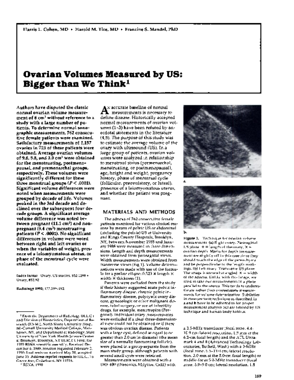 (PDF) Ovarian volumes measured by US: bigger than we think