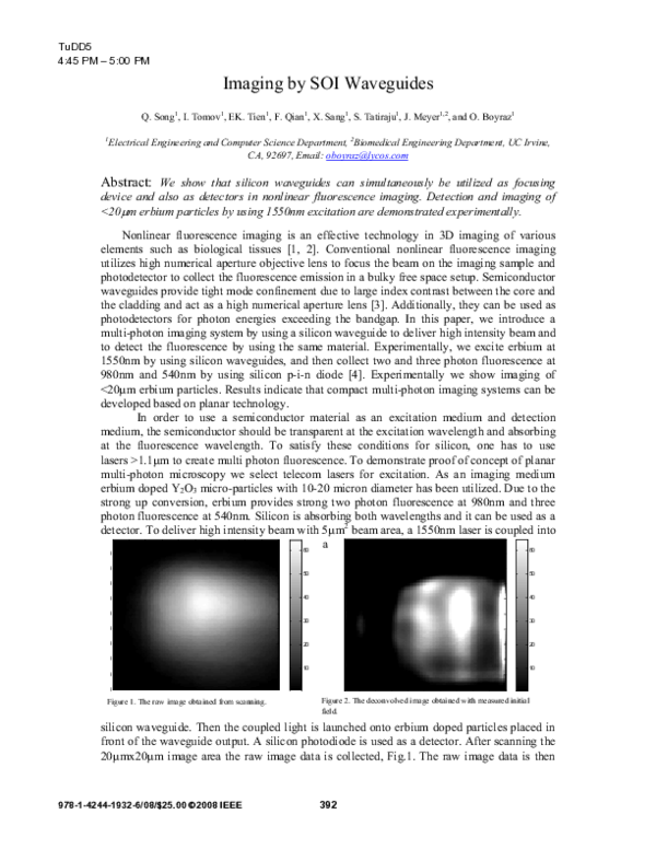 (PDF) Silicon Waveguides for Nonlinear Imaging