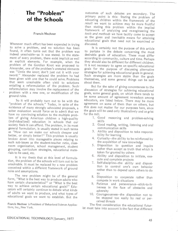 (PDF) The 'Problem' of the Schools