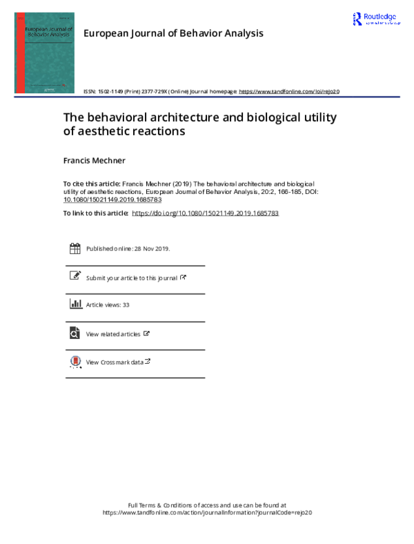 (PDF) The behavioral architecture and biological utility of aesthetic ...