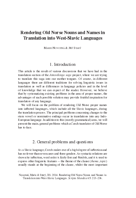 (PDF) Rendering Old Norse Nouns and Names in Translation into West ...