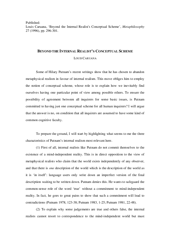 (PDF) Beyond the Internal Realist's Conceptual Scheme