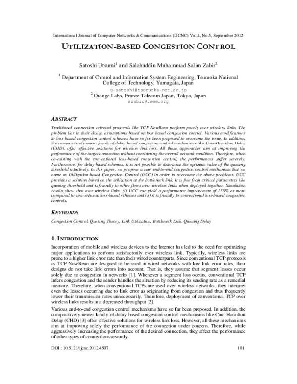 (PDF) Utilization-Based Congestion Control