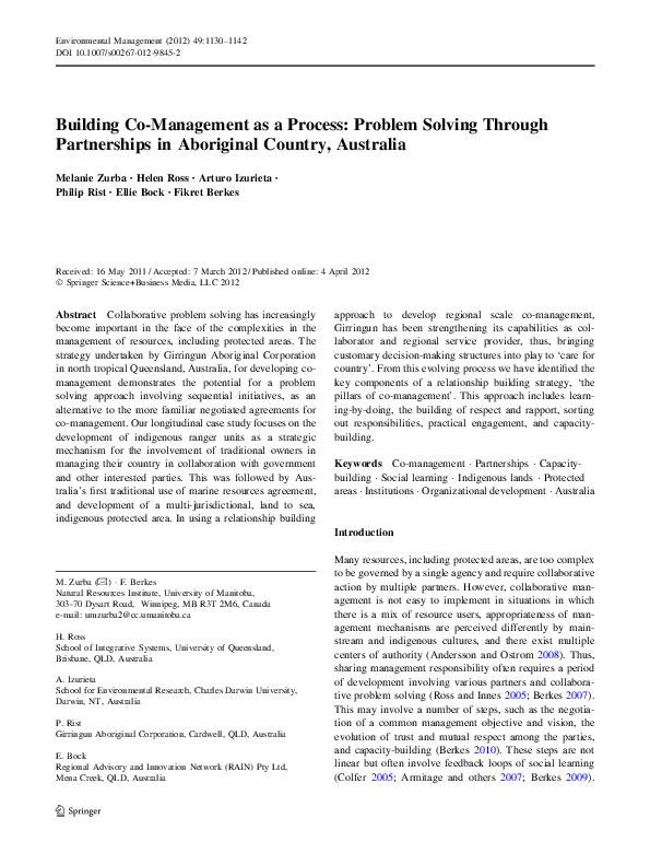 (PDF) Building Co-Management as a Process: Problem Solving Through ...