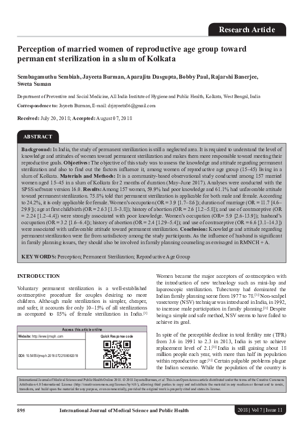 (PDF) Perception of married women of reproductive age group toward ...