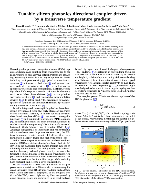 (PDF) Tunable silicon photonics directional coupler driven by a ...