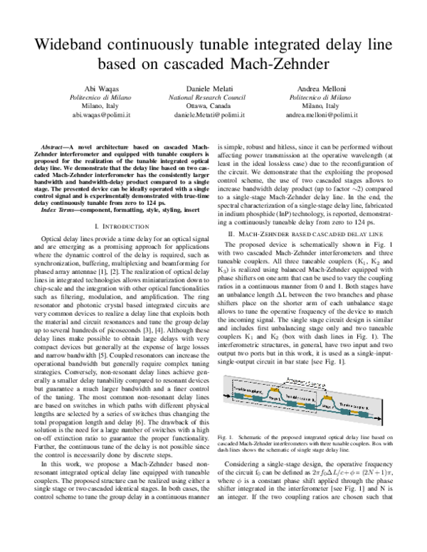 (PDF) Wideband continuously tunable integrated delay line based on ...