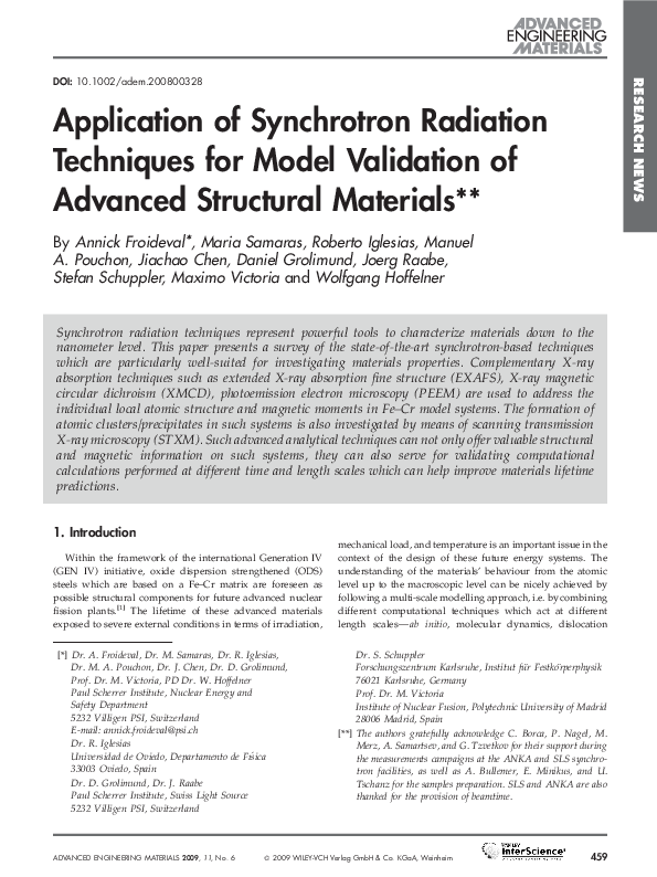 (PDF) Application of Synchrotron Radiation Techniques for Model ...