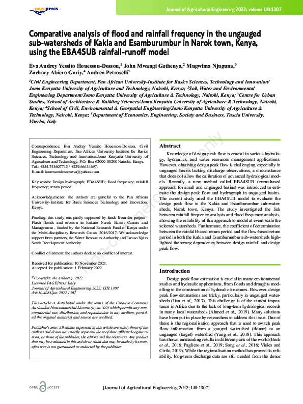 (PDF) Comparative analysis of flood and rainfall frequency in the ...