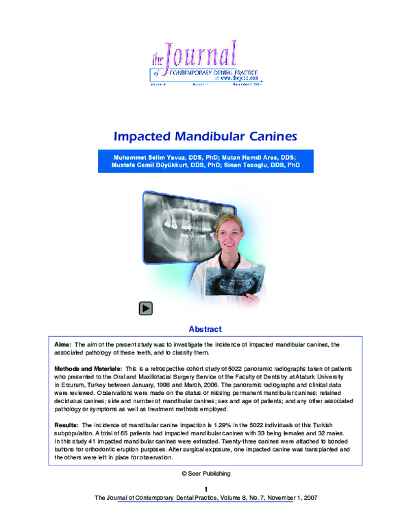 (PDF) Impacted Mandibular Canines