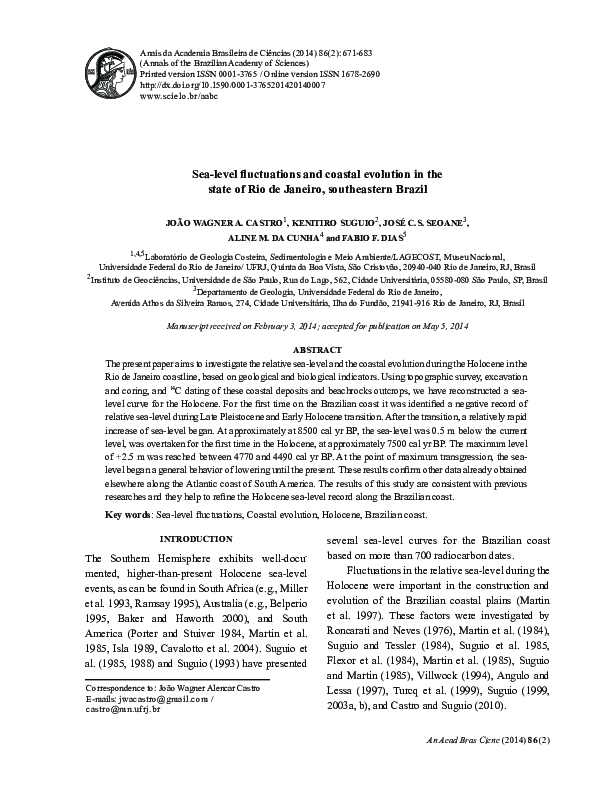 (PDF) Sea-level fluctuations and coastal evolution in the state of Rio ...