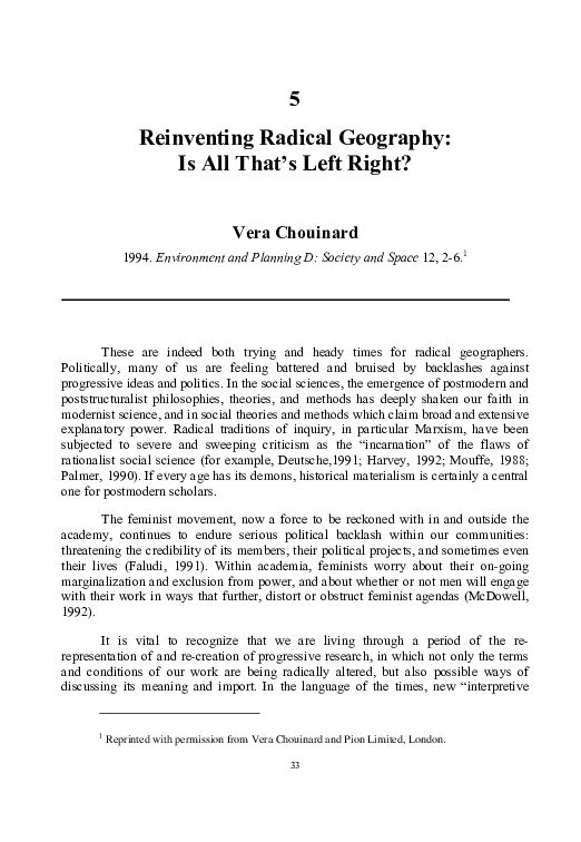 (PDF) Reinventing Radical Geography: Is All That's Left Right?