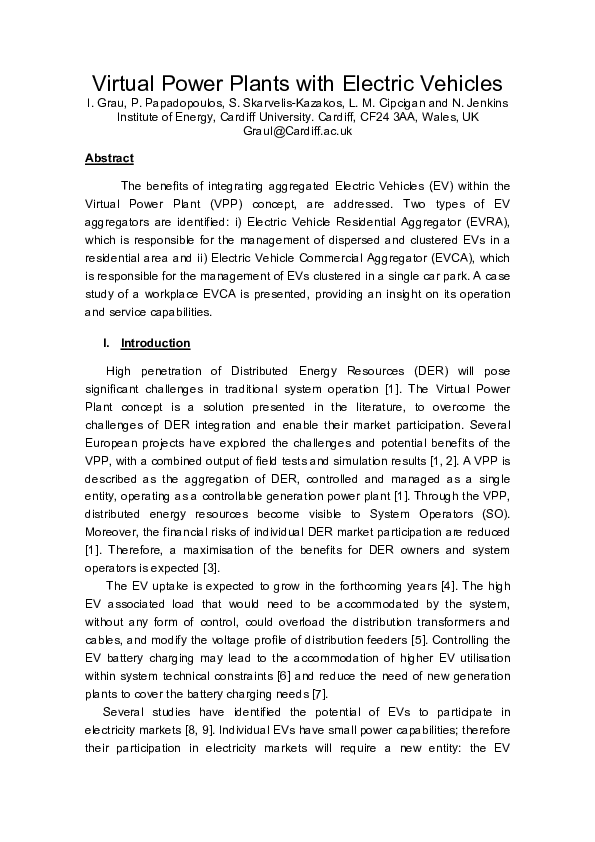 (PDF) Virtual power plants with electric vehicles