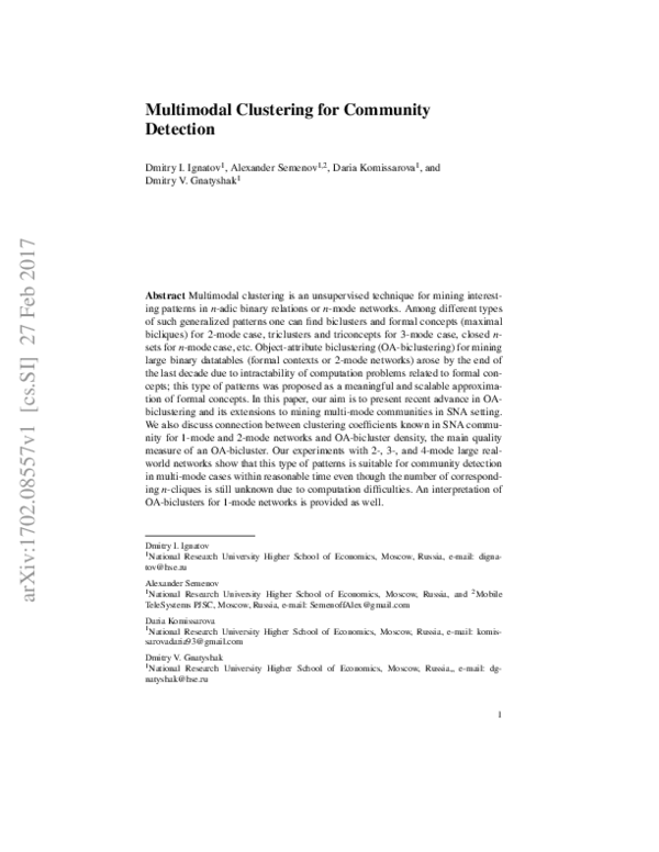 (PDF) Multimodal Clustering for Community Detection