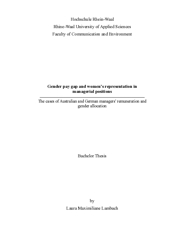 (PDF) Gender pay gap and women's representation in managerial positions - The cases of ...