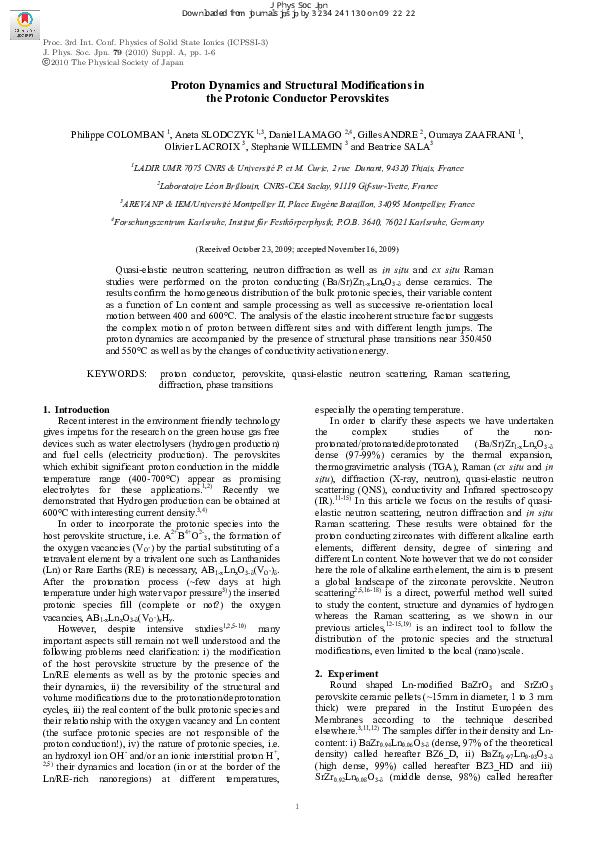 (PDF) Proton Dynamics and Structural Modifications in the Protonic ...