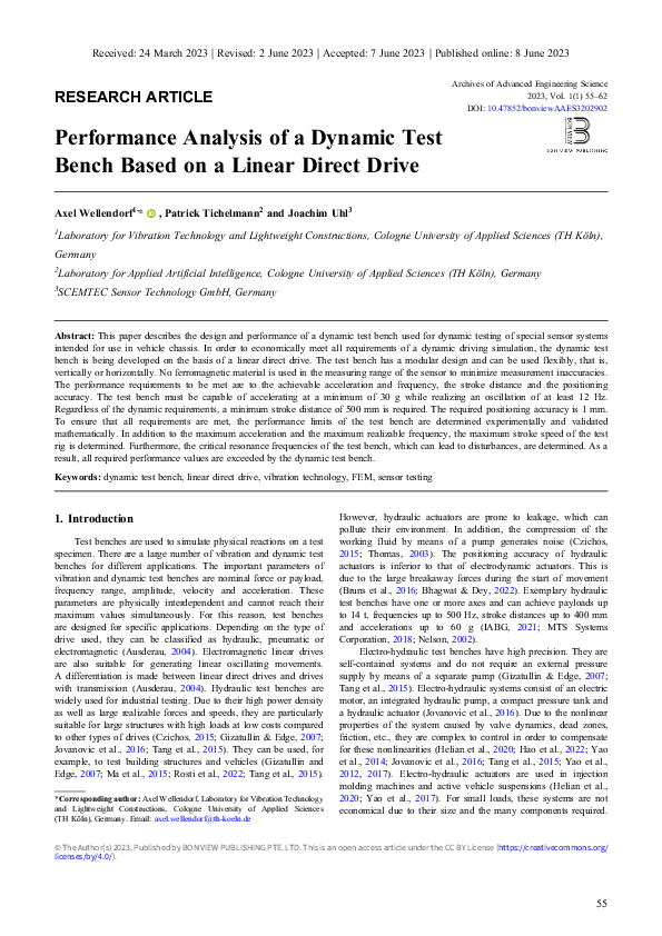 (PDF) Performance Analysis of a Dynamic Test Bench Based on a Linear ...